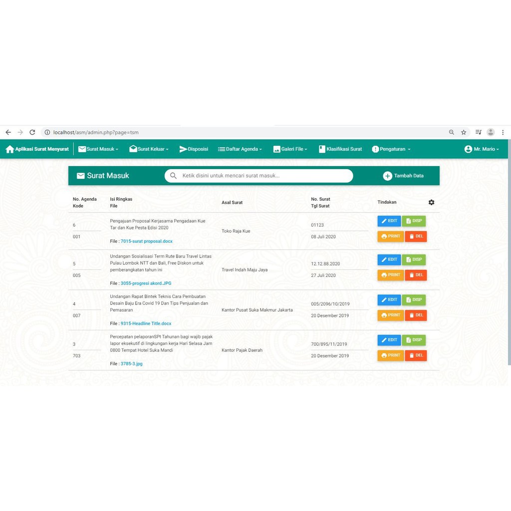 Jual PROGRAM SOFTWARE APLIKASI SURAT MENYURAT, SURAT MASUK SURAT KELUAR ...