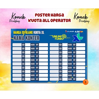 Jual Poster Konter Daftar Harga Kuota dan Paket Data (Edisi Landscape ...