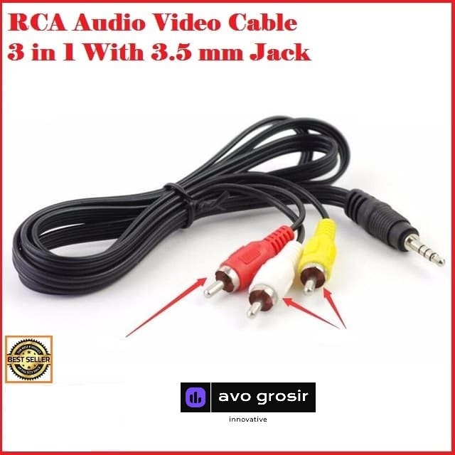 Jual KABEL TV AUDIO VIDEO TO JACK AUX 3.5 MM 3 GARIS AV RCA Male CABLE | Shopee Indonesia