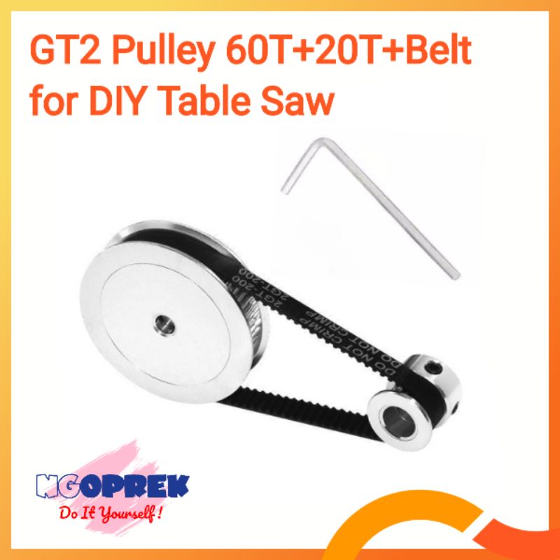 Jual 1 Set GT2 Pulley 60T-20T Belt 200mm Indonesia|Shopee Indonesia