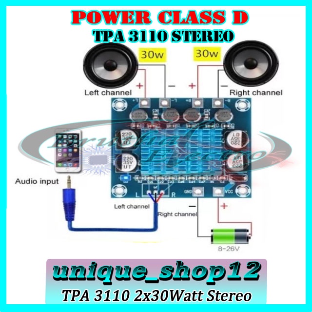 Jual TPA 3110 Power Amplifier Digital Class D 2x30Watt | Shopee Indonesia