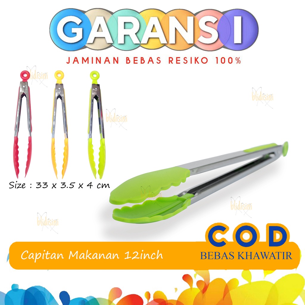 Jual Capitan Makanan Body Stainless Steel Handle Silikon 12 Inch (Capit ...