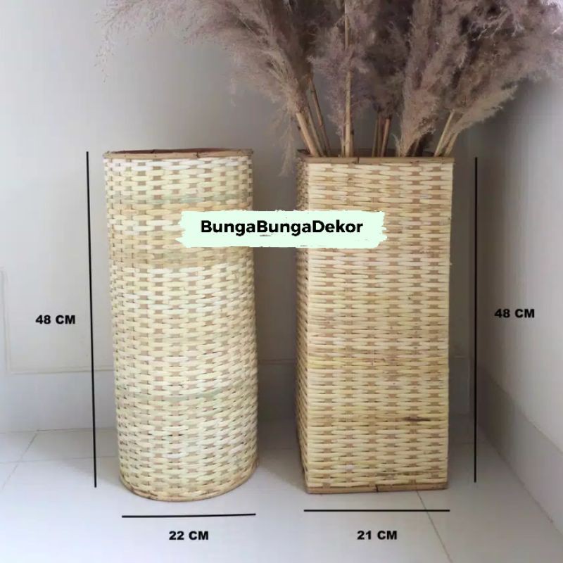 Jual Vas Bunga Dari Anyaman Bambu Pot Rotan Tempat Pampas Vas Bunga ...