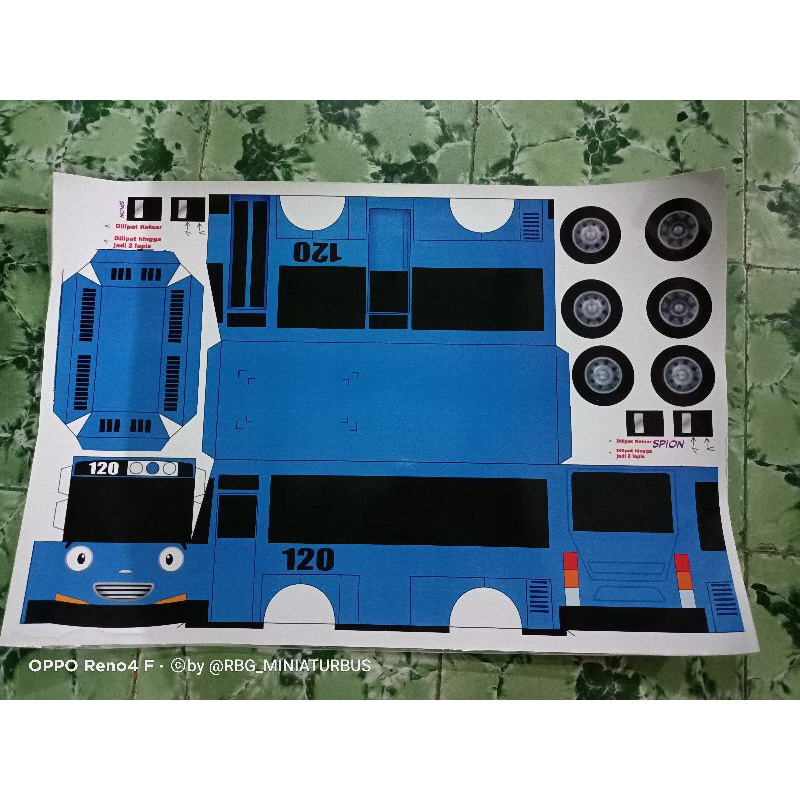 Jual Lembaran Pola PaperCraft Bus Tayo the little P.25cm L.8,5cm T.± ...