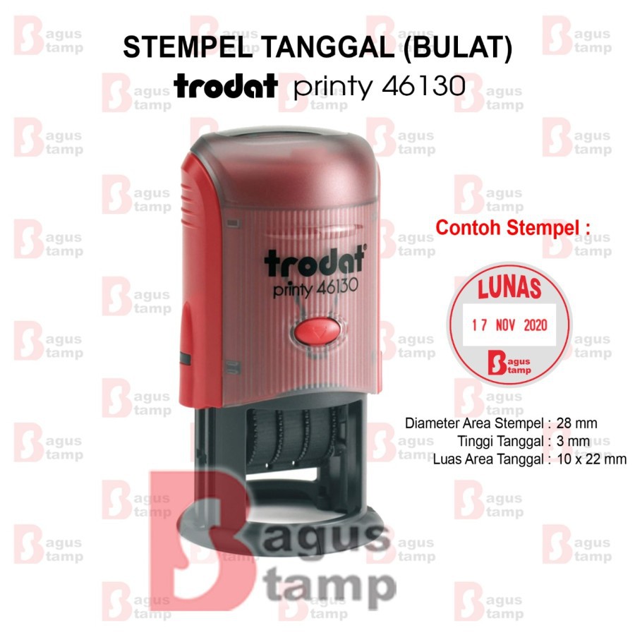 Jual Stempel Otomatis Trodat Printy Dater 46130 46140 46145 Bulat Custom Text Logo dengan ...