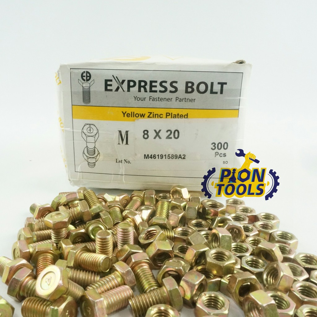 Jual Baut Mur Besi M8x20 Kuning Kunci 12 P1.25 | Shopee Indonesia