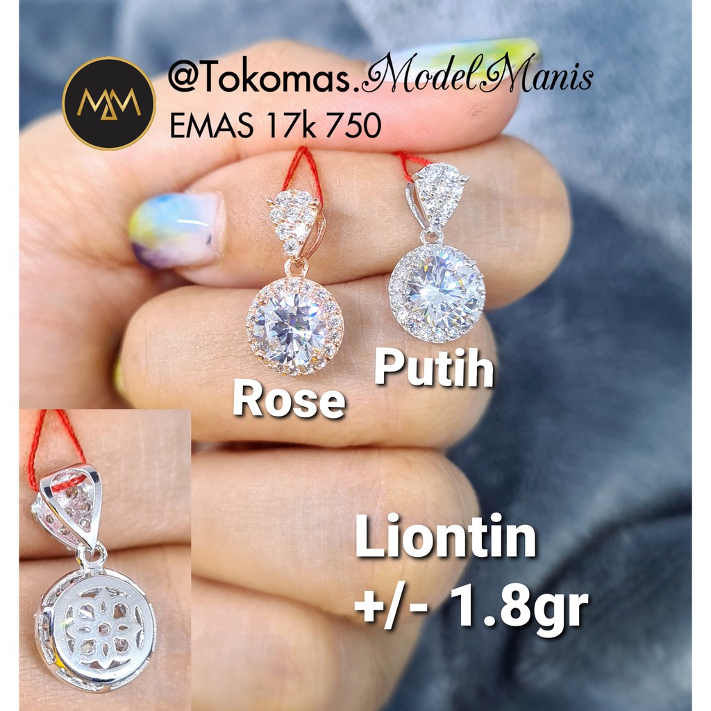 Jual Liontin fashion diamond looks bulat emas putih dan rosegold 750 ...