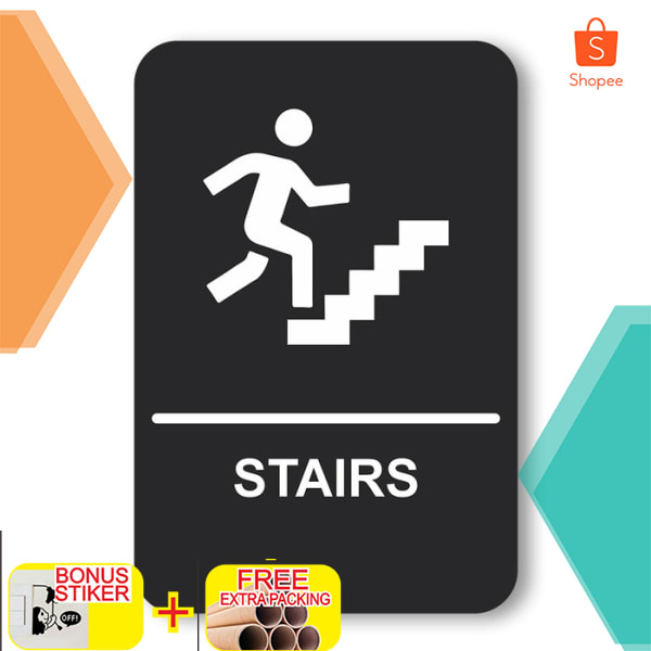 Jual papan tanda arah tangga - sign stairs logo - sign penunjuk tangga ...