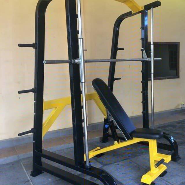 Jual Alat Gym Smith machine White Adjustable bench | Shopee Indonesia