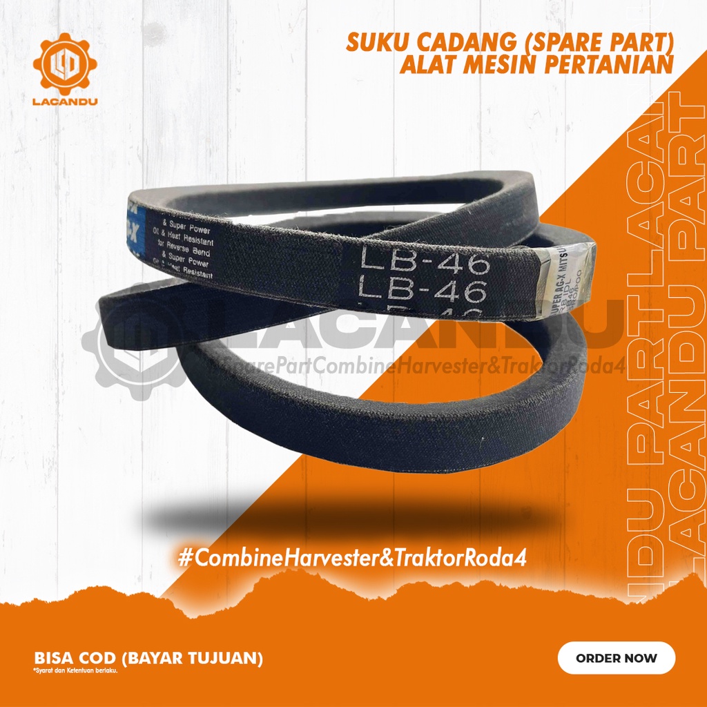 Jual V BELT / FANBELT LB 46 B 46 MITSUBOSHI SUPER AG-X for COMBINE HARVESTER LACANDU PART ...