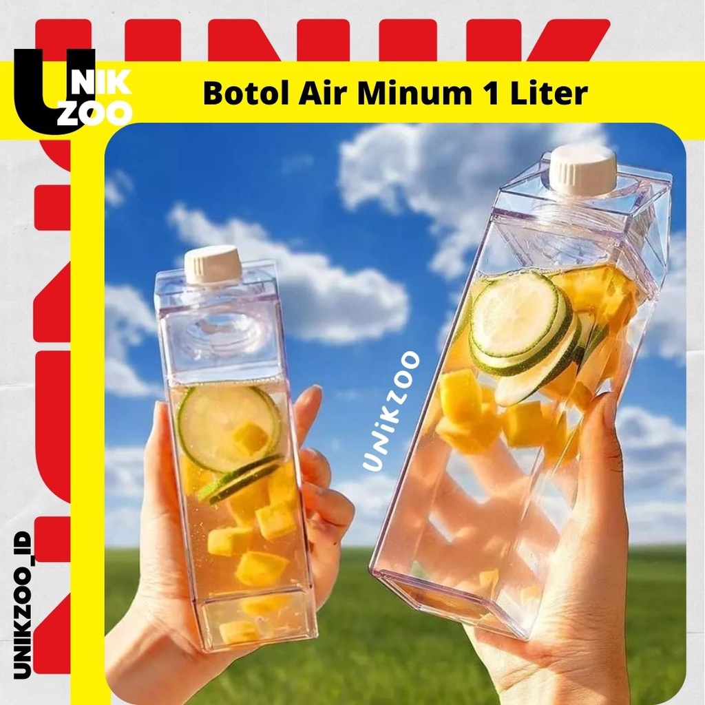 Jual Botol Air Transparan 1L Estetik Botol Kulkas Tempat Air susu ...