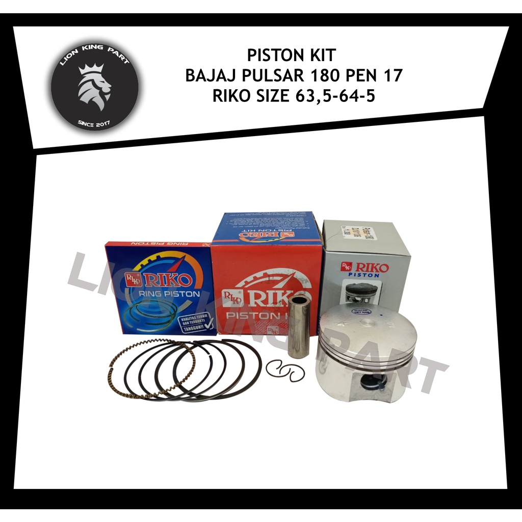 Jual PISTON KIT BAJAJ PULSAR 180 PEN 17 SIZE 63,5-64,5 MERK RIKO ...