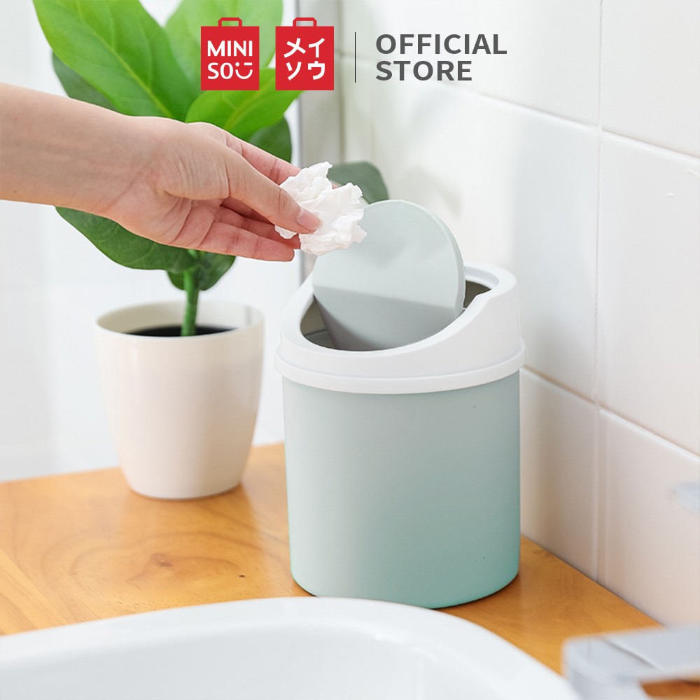 MINISO Tempat Sampah Meja Kecil Mini Waste Bin Trash Bin Can Desktop ...