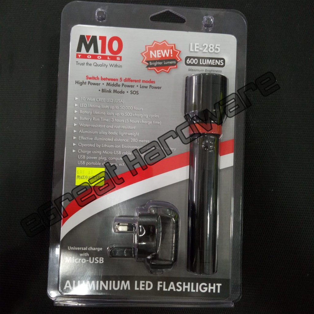 Senter LED 3 Watt Rechargeable LE-285 M10 Flash Light | Shopee Indonesia