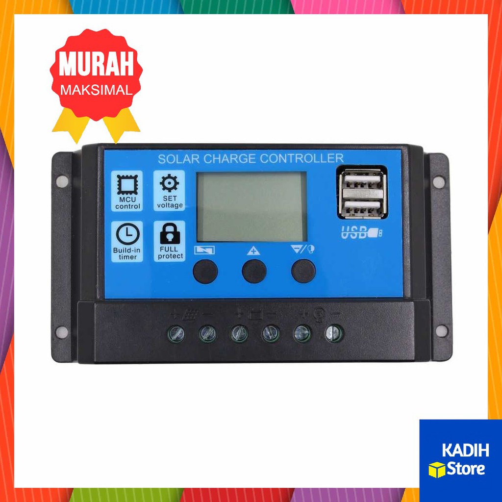 Jual Solar Charge Controller LCD LED Display Solar PWM 12V/24V 10A USB ...