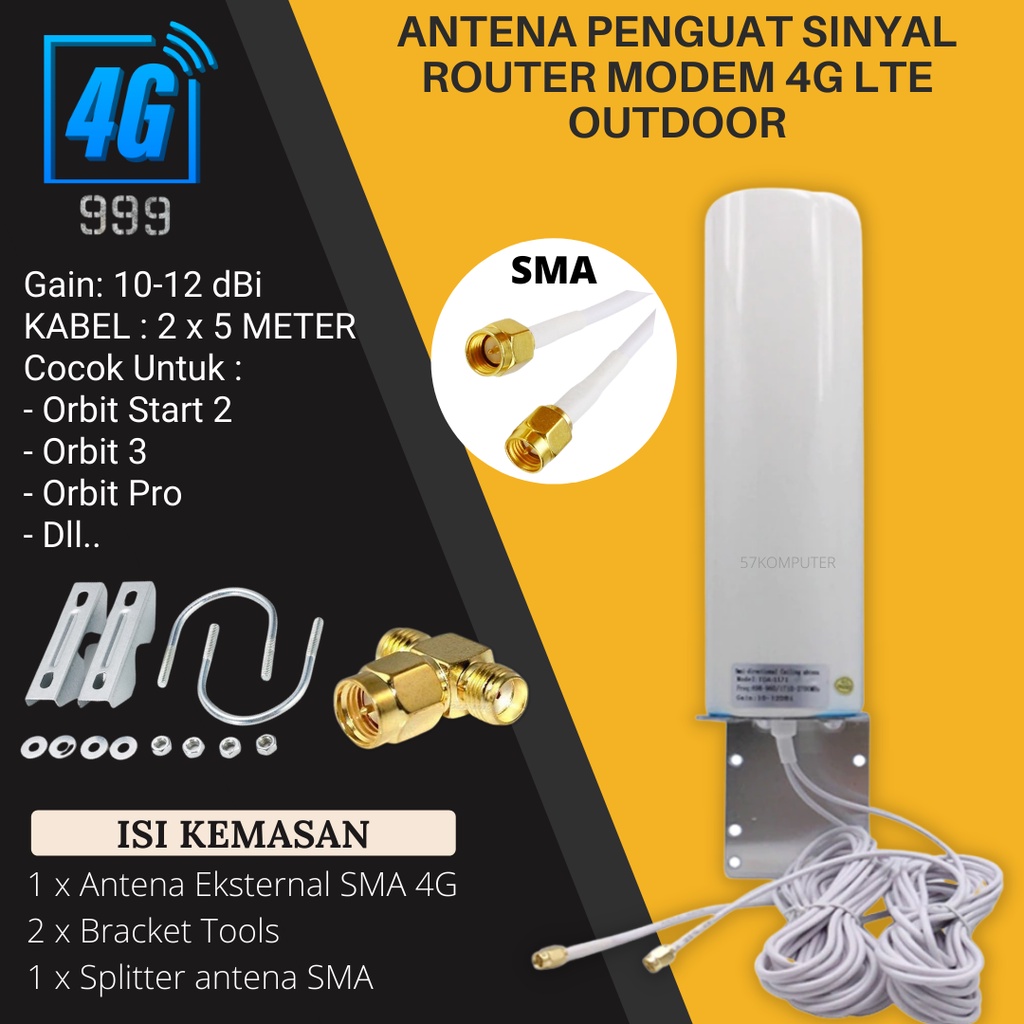 Jual Antena Eksternal 3G 4G LTE Modem Orbit Star 2 28dBi Konektor SMA ...