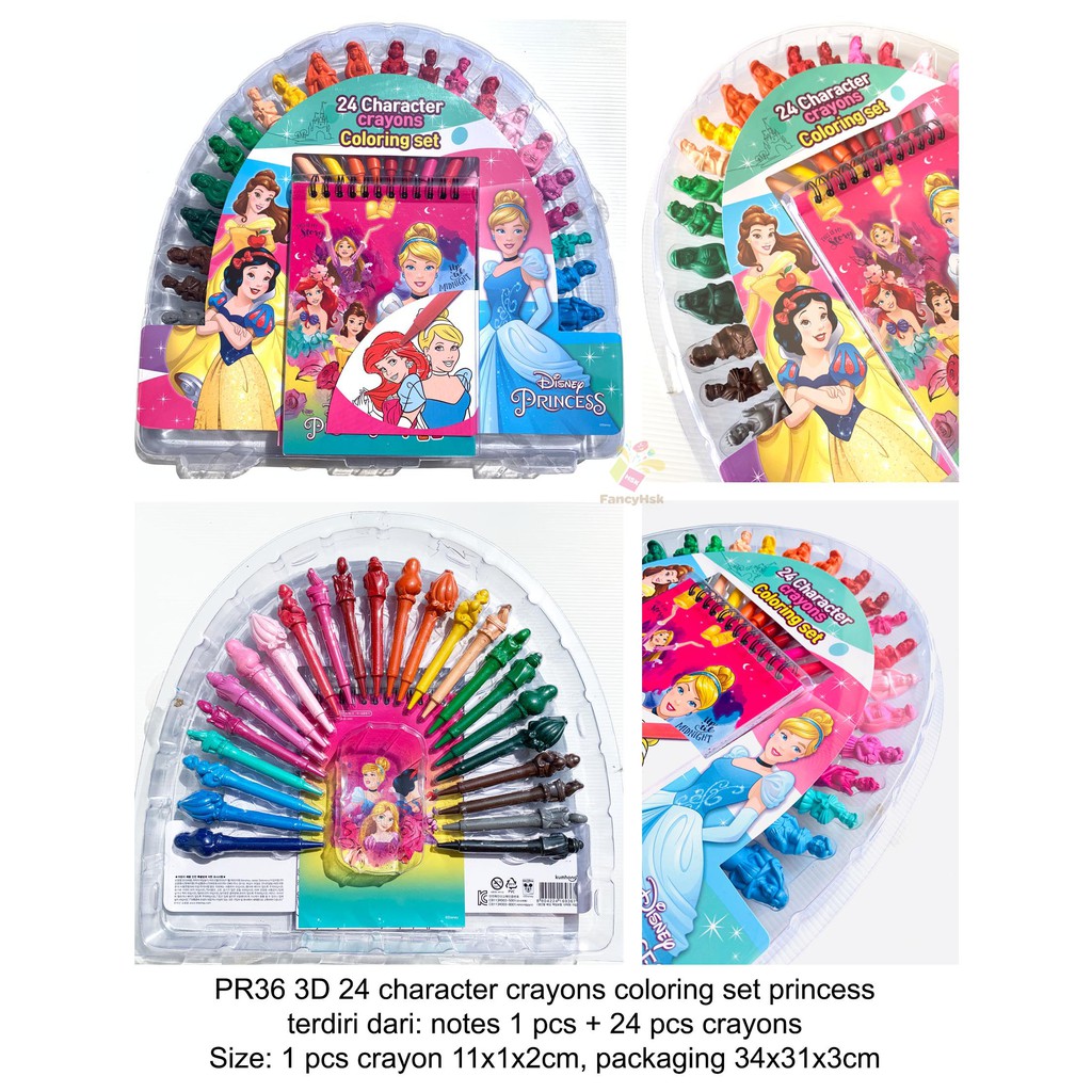 Jual ORI KOREA 3D 24 CHARACTER CRAYONS COLORING SET PRINCESS - PR36 ...