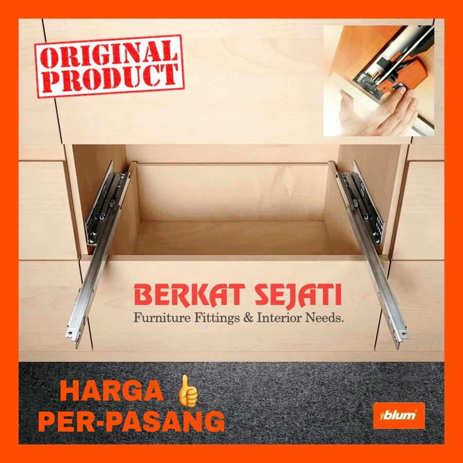 Jual Rel Laci Tandem BLUM 30 cm 30cm Single Ext Slowmotion Slow Soft ...
