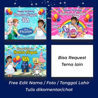 Jual Spanduk / Banner Ultah Anak Ulang Tahun Frozen Elsa Backdrop ...