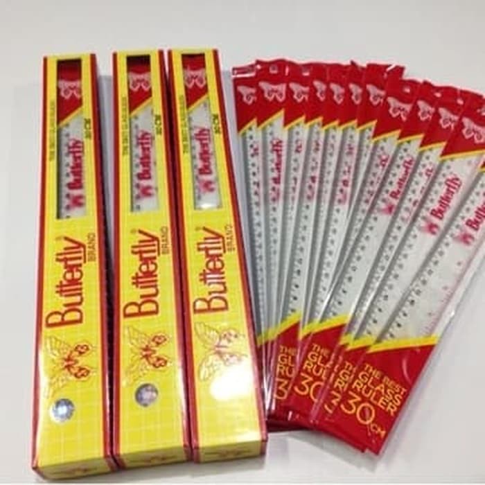 Jual Penggaris Plastik Butterfly 30cm/Mistar Plastik Butterfly 30cm ...
