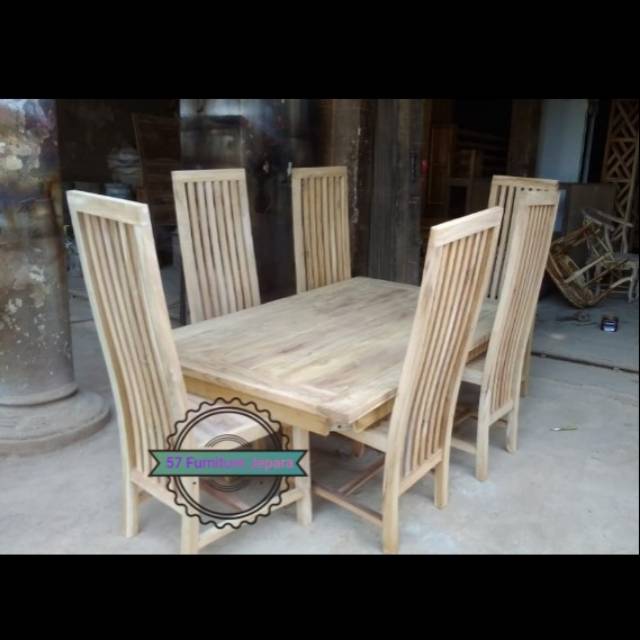 Jual Meja makan panjang jati mentahan model minimal kursi 6 kayu Grade ...