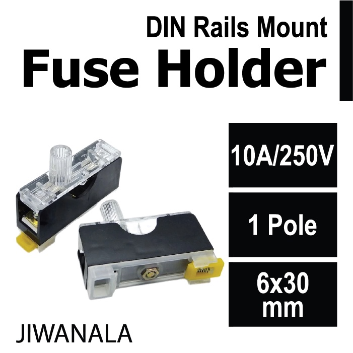 Jual Fuse Kubur Holder 10A 250V 6x30mm DIN Rails Mount FS-101 1Pole ...