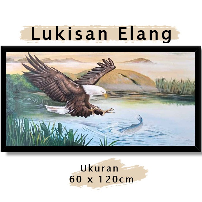 Jual Lukisan Hewan HM126 Elang Berburu Mangsa Ukuran 70x130 termasuk ...