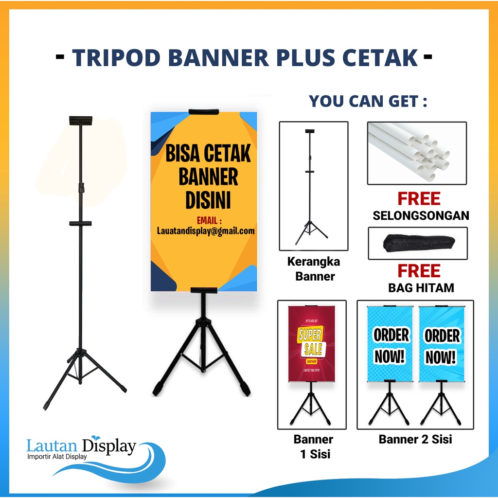 Jual Tripod Stand Banner Plus Cetak Standing Banner [Cetak Banner 1/2 Sisi] Cetak Banner Ukuran ...