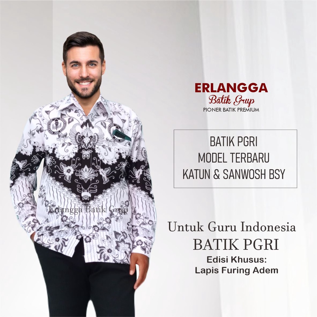 Jual Seragam PGRI Wanita Pria Terbaru 2022 Baju Batik Guru Motif Kusuma ...