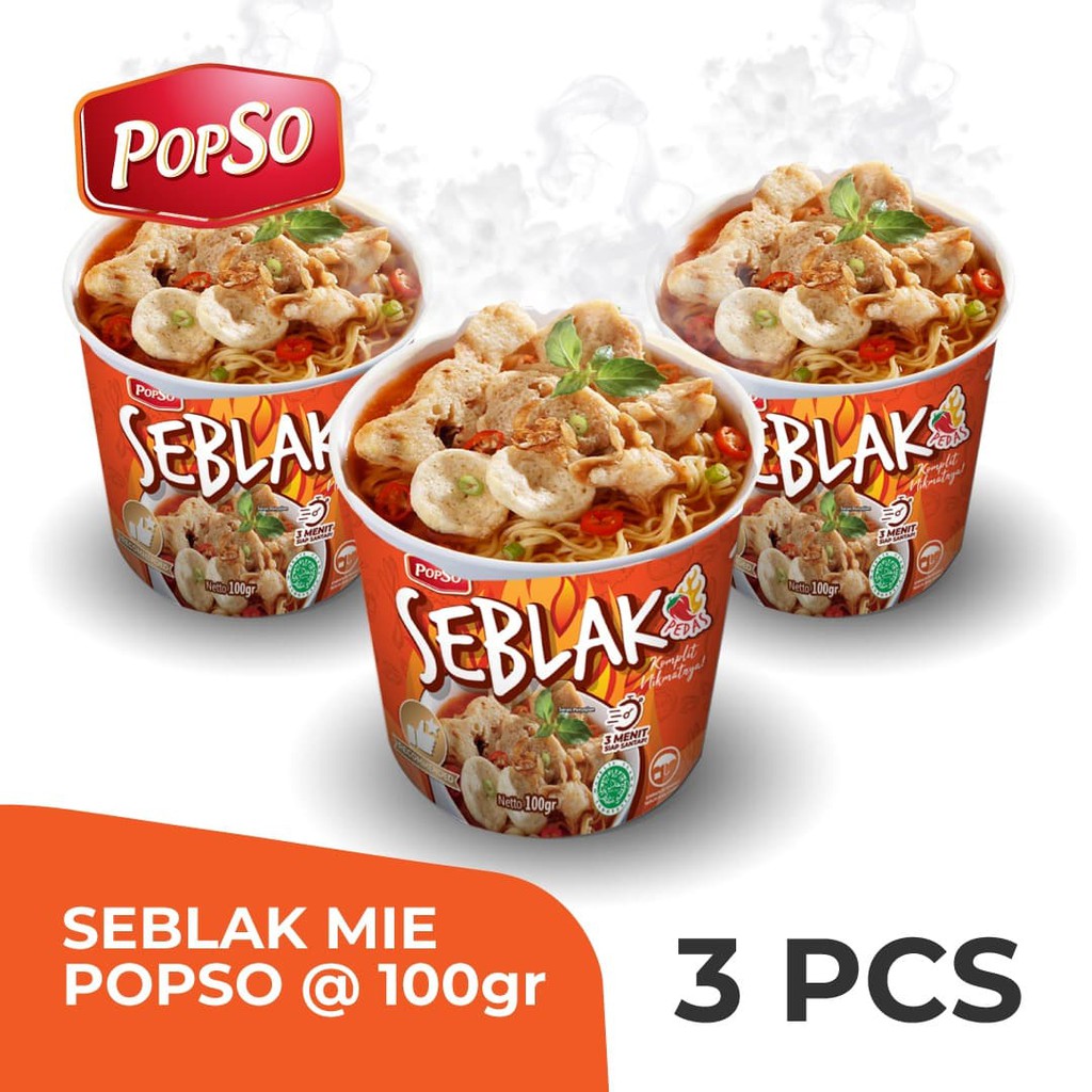 PopSo Seblak Cup Paket isi 3 cup @100 gr x 3 | Shopee Indonesia
