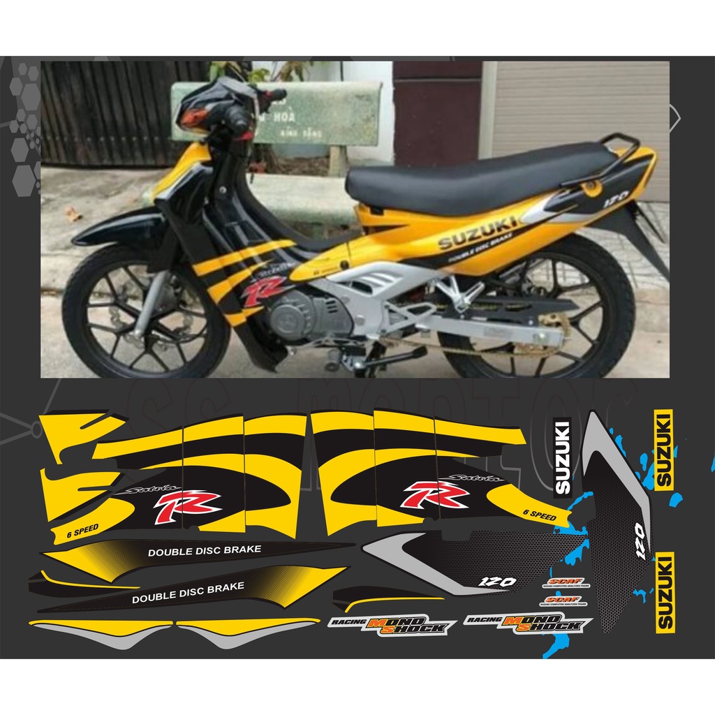 Jual striping stiker Suzuki satria r 2tak lumba satria r120 lumba hitam ...