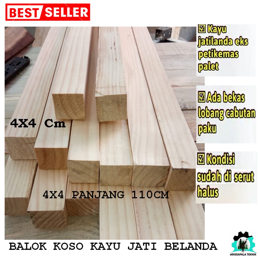 Jual BALOK KASO KAYU JATI BELANDA JATI LONDO 4X4 PANJANG 110 CM SUDAH ...