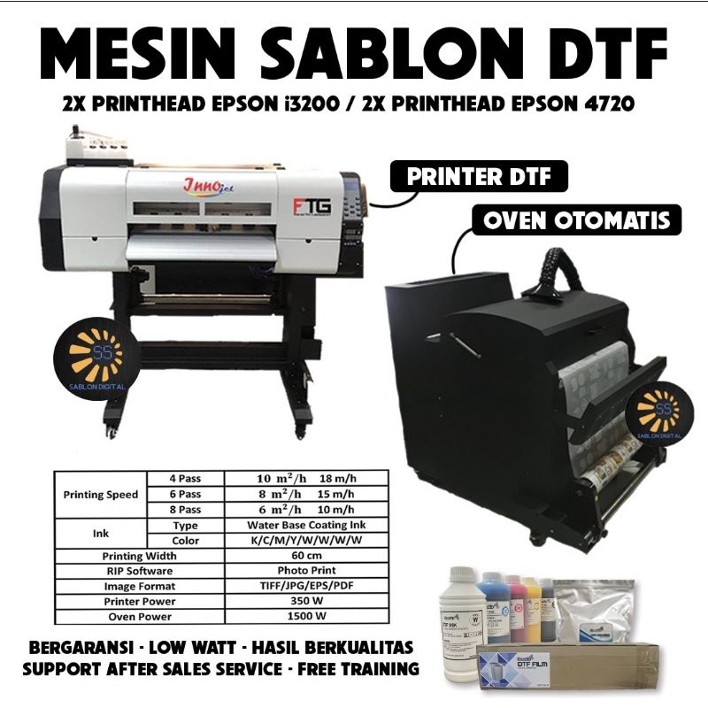 Jual Printer DTF 60 cm double print head + oven otomatis Indonesia|Shopee Indonesia
