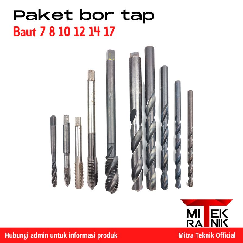 Jual Paket Pembuat Drat Bor Dan Tap Untuk Baut 7 8 10 12 14 17 M4 M5 M6 M8 M10 M12 | Shopee ...