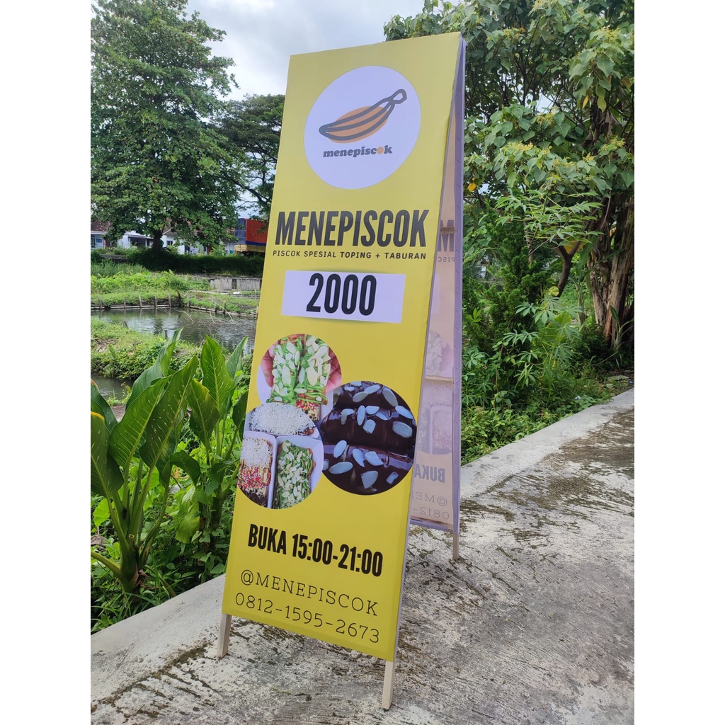Jual STAND BANNER KAYU UKURAN 50 X 170 BOLAK BALIK - SEGITIGA BANNER ...