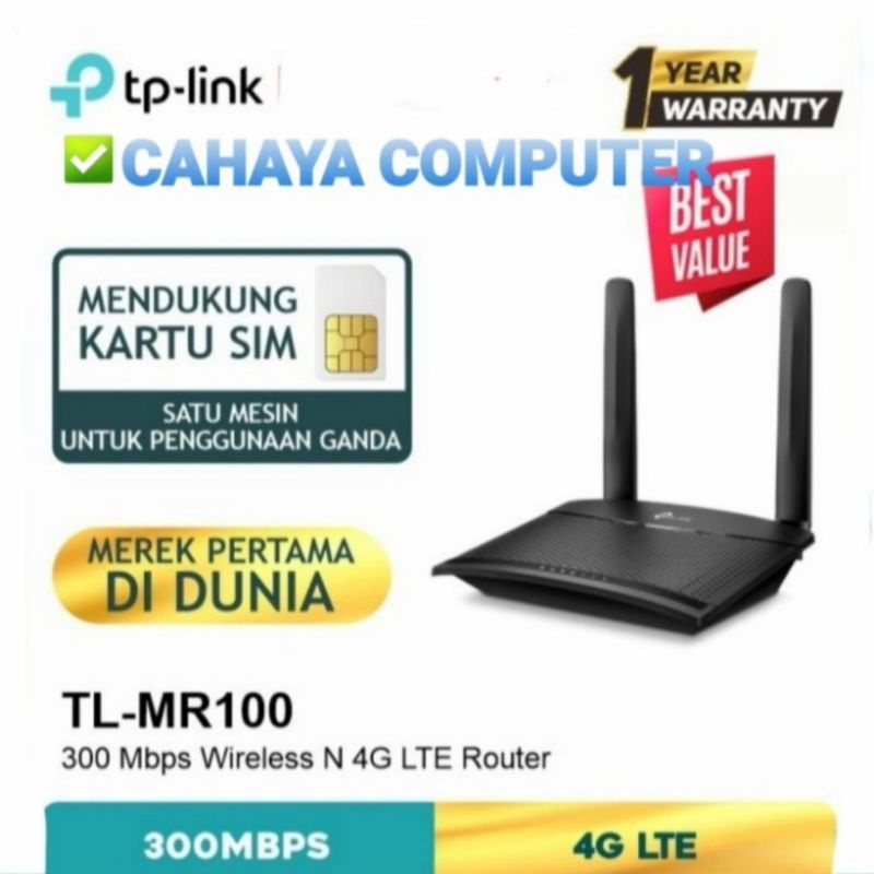 Jual TP-LINK TL-MR100 4G LTE ROUTER 300Mbps | Shopee Indonesia