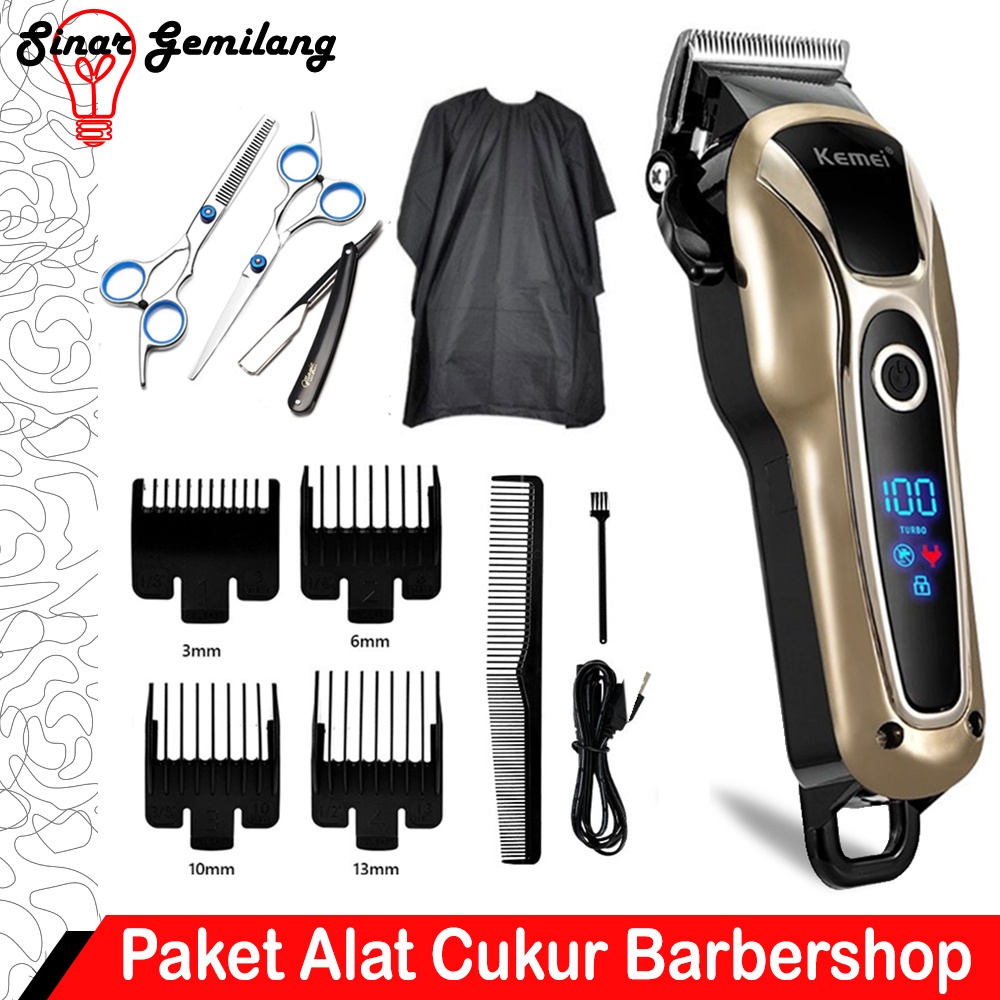 Jual Clipper Kemei KM-1990 Alat Cukur Rambut Rechargeable Special Mesin Turbo LCD Display ...