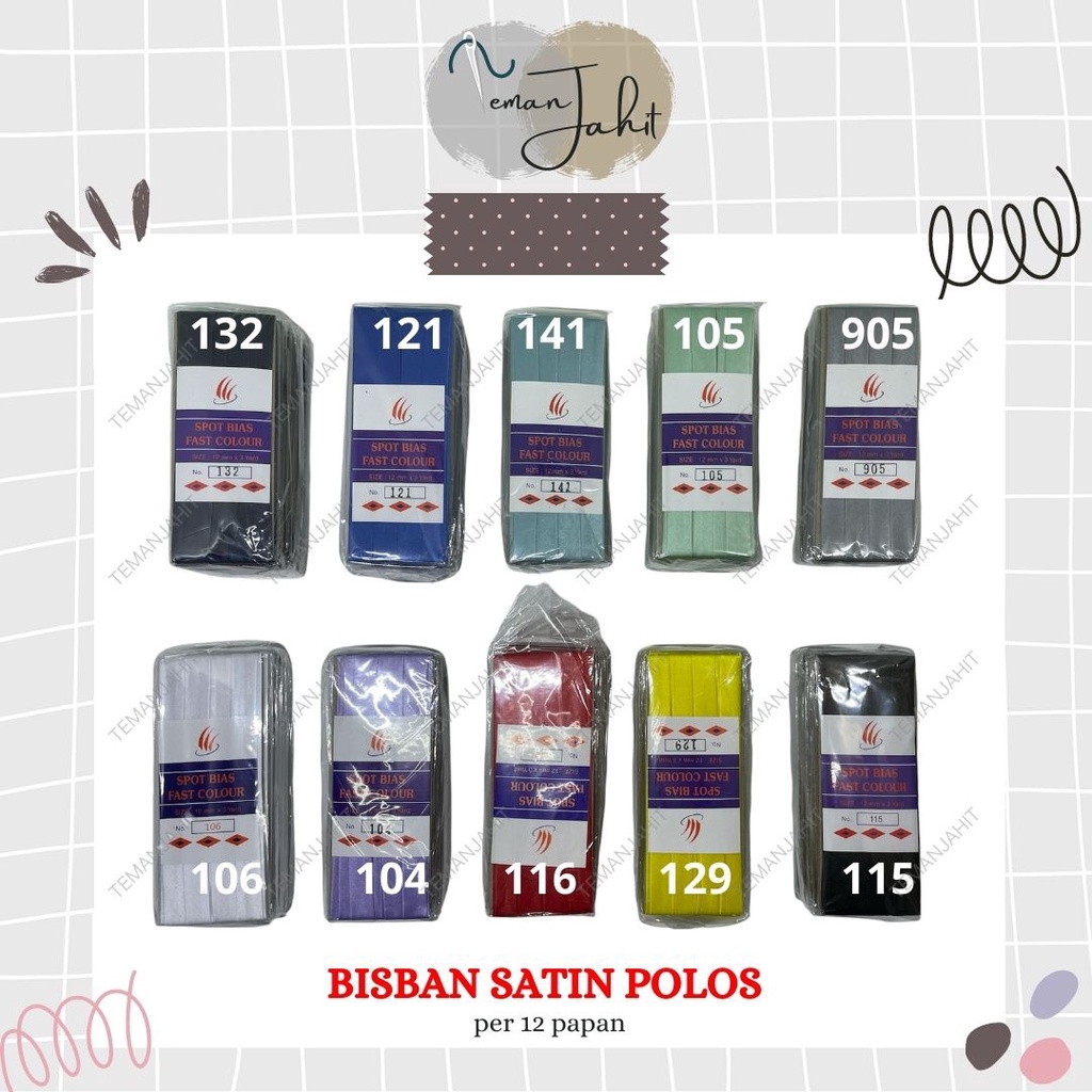 Jual Bisban Satin Polos per 12 papan | Shopee Indonesia