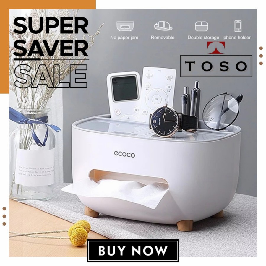 Jual ECOCO TEMPAT TISU MEJA RAK PENYIMPANAN KOTAK TISSUE DESKTOP TISSUE ...
