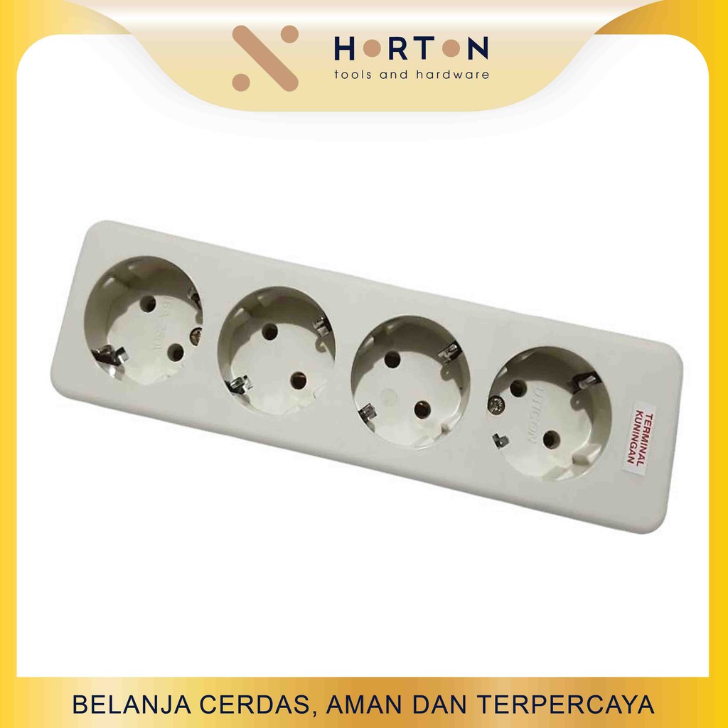 Jual Uticon Stop Kontak / Terminal Kuningan / Colokan 4 Lubang | Shopee Indonesia