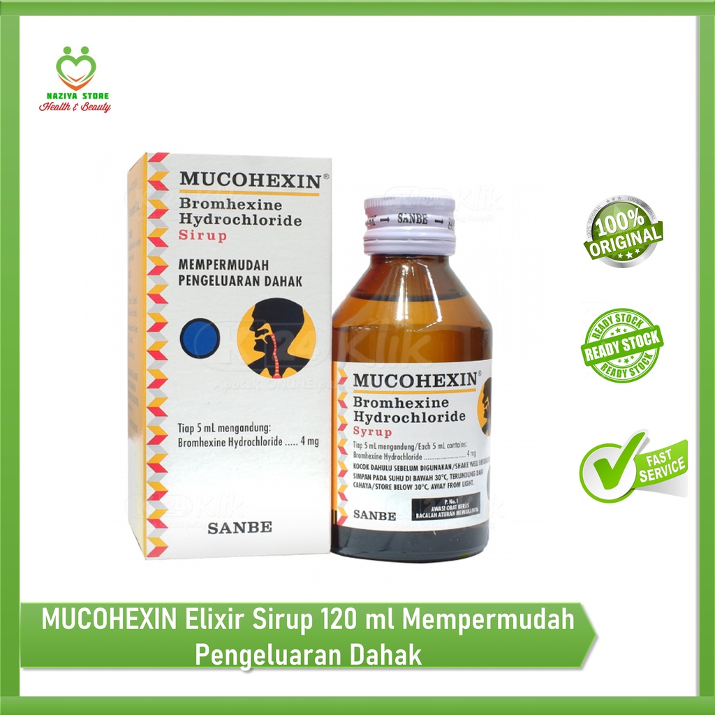 Jual MUCOHEXIN ELIXIR SIRUP 120 ML Bromhexin Pengencer Dahak | Shopee ...