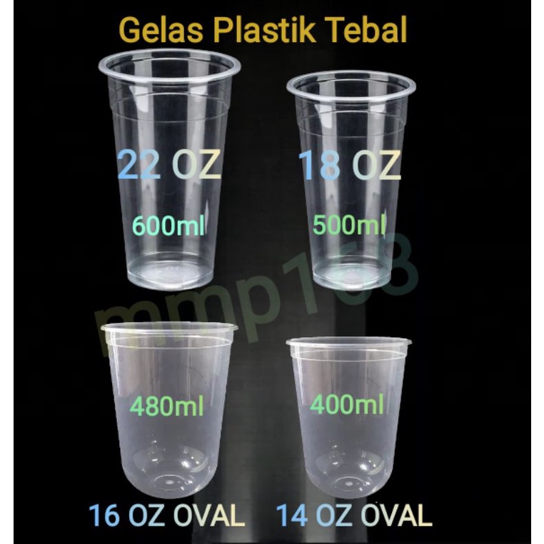 Jual Gelas Plastik Cup Pp 14 16 OZ Oval Gelas Cup Plastik 18 Oz 22 Oz