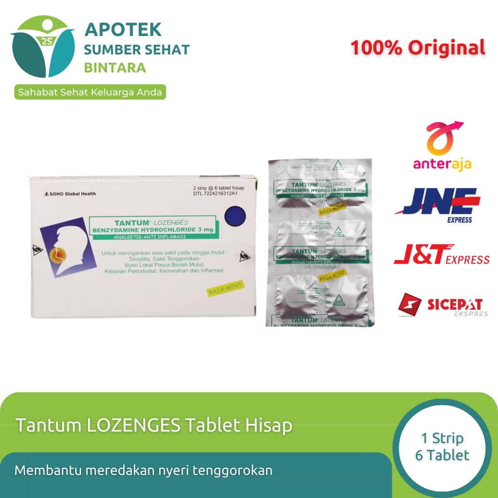 Jual Tantum Lozenges Tablet Hisap Anti Radang Tenggorokan, Anti Nyeri ...