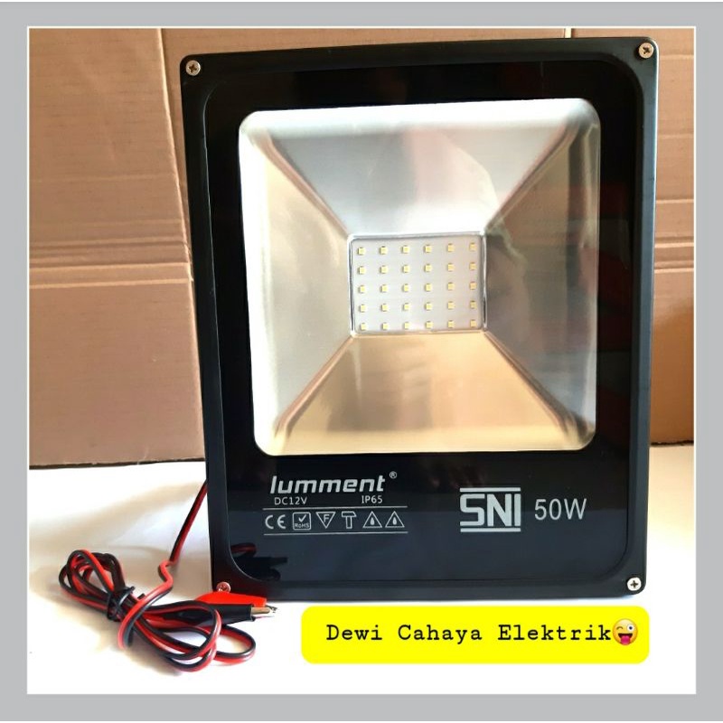 Jual Lampu AKI Sorot LED 50W - 12V / Lampu Sorot DC - Floodlight DC + Kabel Aki 1.5M Langsung ...