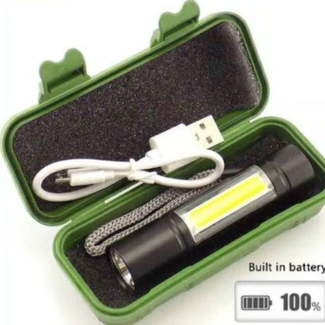 Jual Senter XPE USB Cob Mini Usb Recharger Zoom Led Swat Police Terang ...