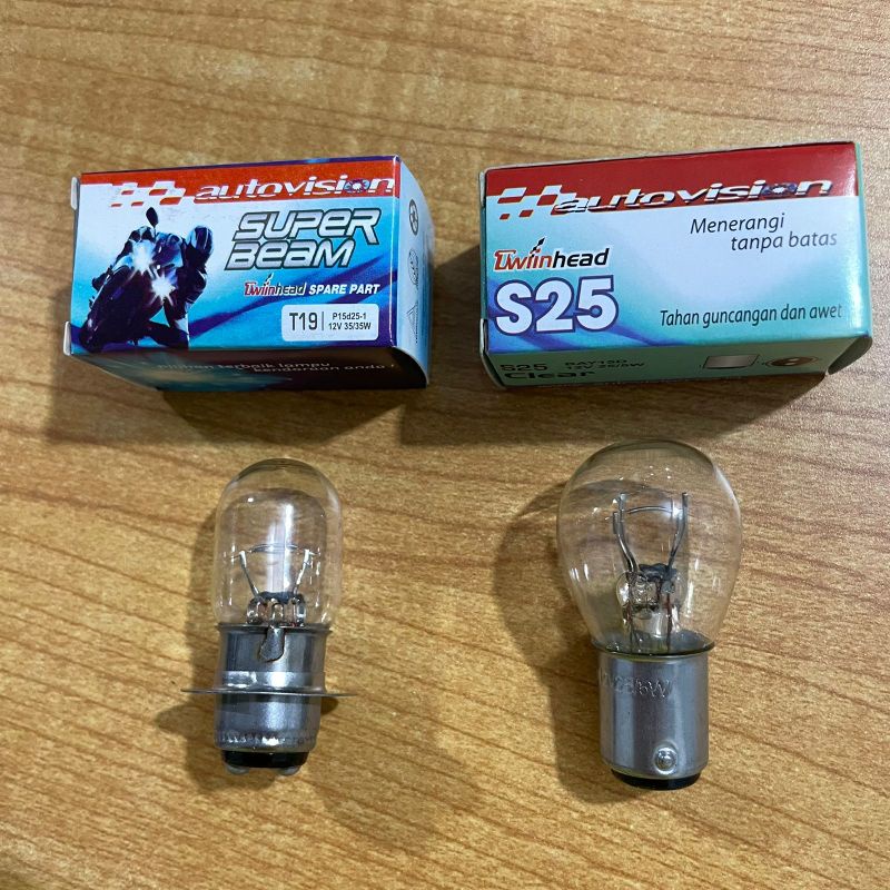 Jual Lampu depan Autovision super beam T19 35watt / 25 watt dan lampu stop autovision S25 25 ...