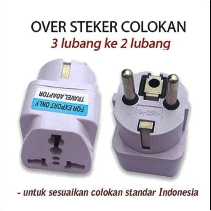 Jual Over Steker Adaptor 3 Kaki Travel Adapter ke 2 Universal UK US AU ...