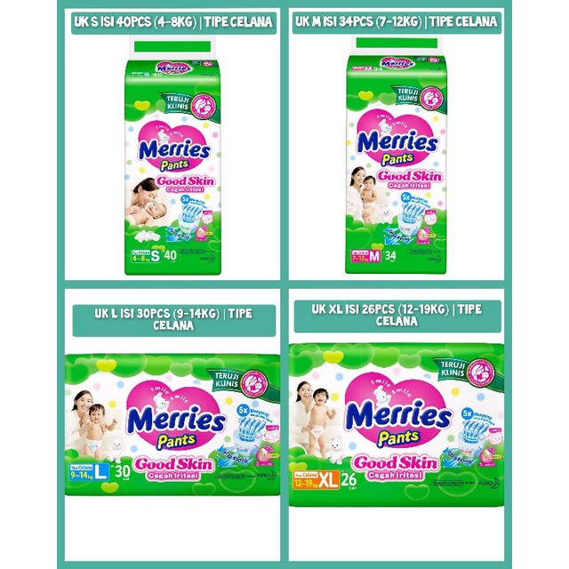 Jual Merries Pants Good Skin - Popok Bayi Tipe Celana Ukuran S40/M34 ...