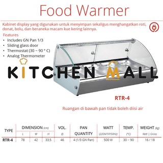 Jual Getra RTR 4 Showcase Penghangat Makanan / Display Warmer | Shopee ...
