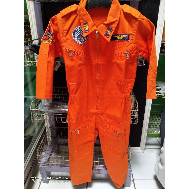 Jual Baju Pilot Anak Pesawat Tempur Penerbang Ofroll Orange Hijau ...